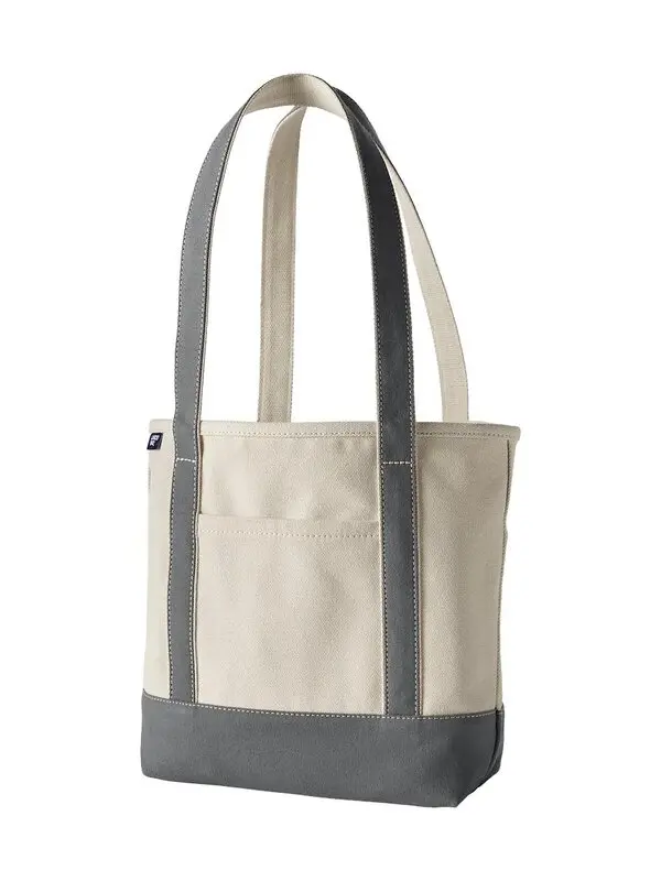 LANDS' END Open Top Canvas Tote - Natural/silver Graphite