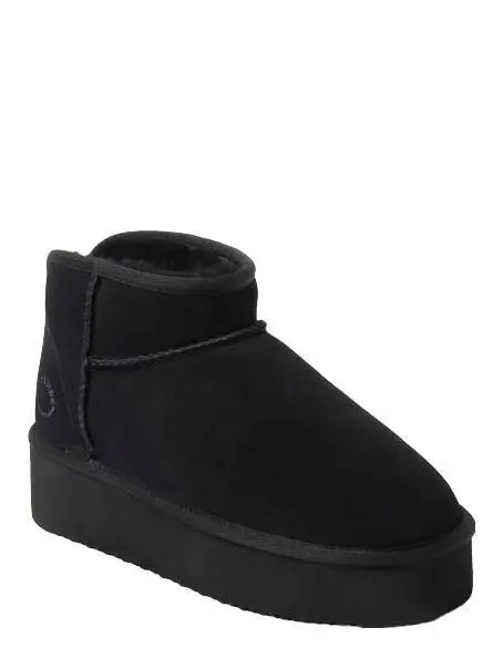 DEARFOAMS Fireside Kingston Genuine Shearling Platform Bootie - Black