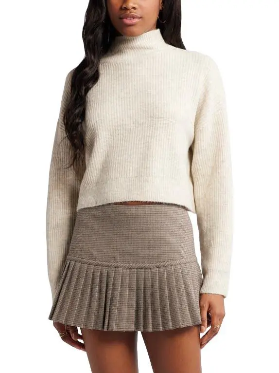 Bp. Oversized Mock Neck Sweater - Beige Oatmeal Light Heather