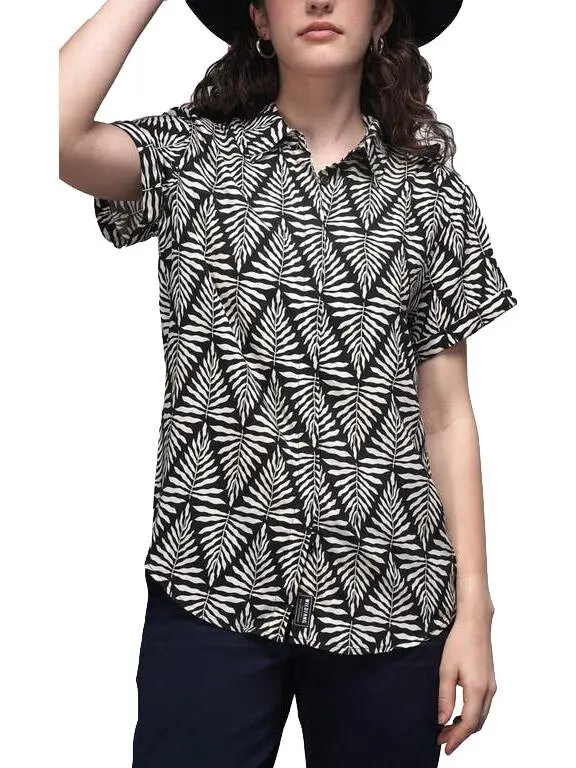 WILDFANG Empower Button-up Shirt - Fern Maze Black/white