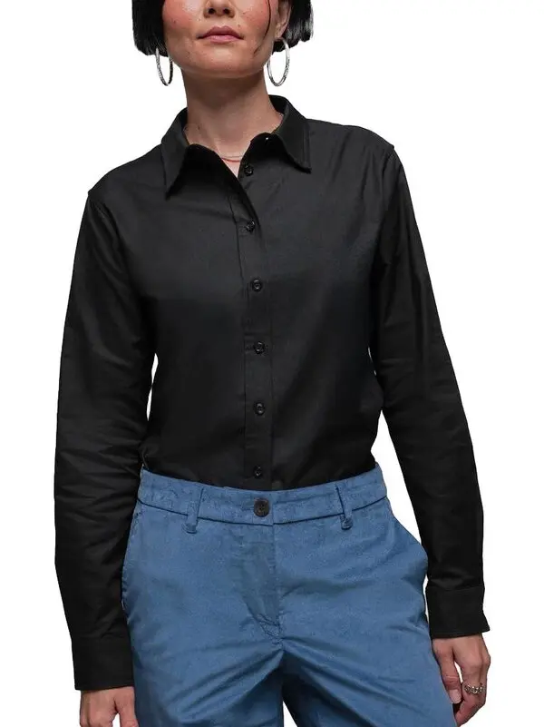 WILDFANG The Essential Long Sleeve Oxford Button-up - Black