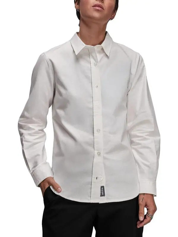 WILDFANG The Essential Long Sleeve Oxford Button-up - White