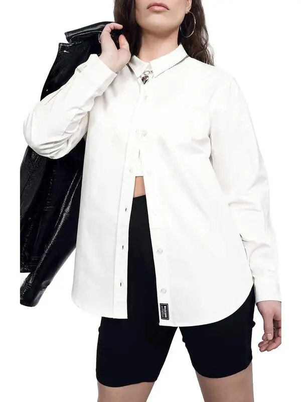 WILDFANG The Essential Long Sleeve Oxford Button-up - White