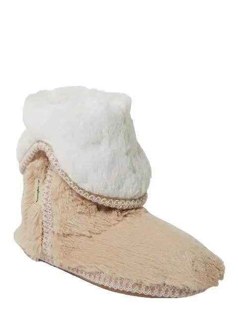 DEARFOAMS Beth Faux Fur Bootie Slipper - Latte