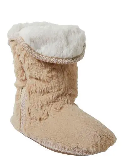 DEARFOAMS Beth Faux Fur Bootie Slipper - Latte