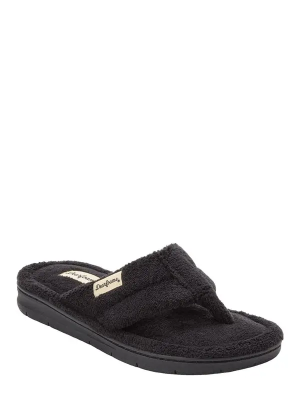 DEARFOAMS Wrenley Terry Thong Slippers - Black
