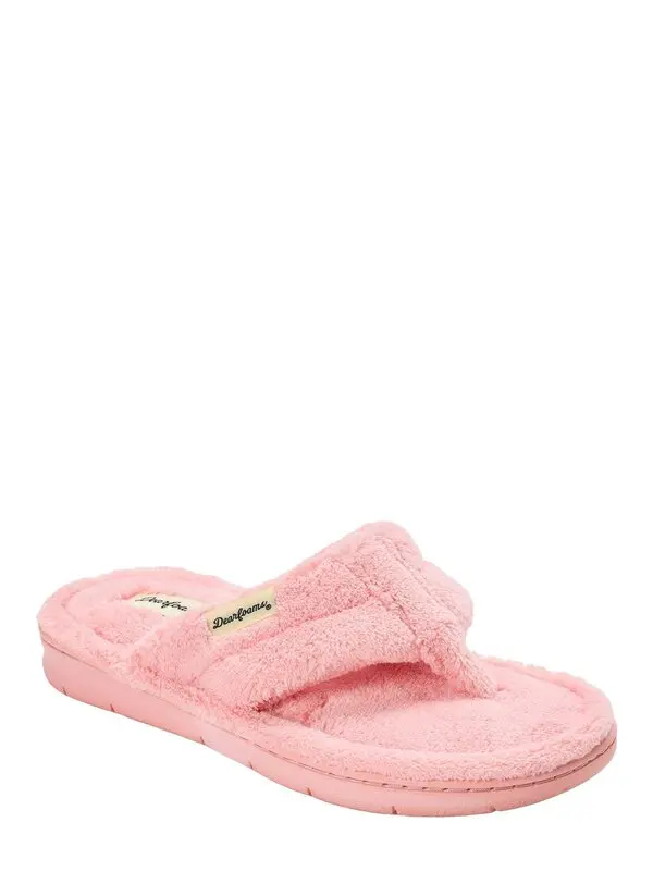 DEARFOAMS Wrenley Terry Thong Slipper - Coral Cream