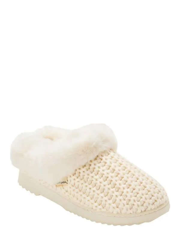 DEARFOAMS Hannah Festive Knit Clog Slipper - Cream