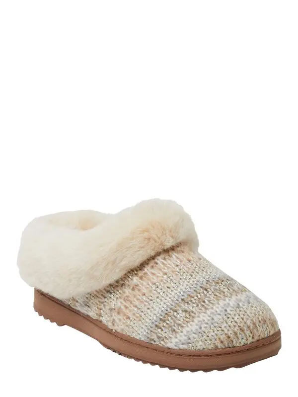 DEARFOAMS Hannah Festive Knit Clog Slipper - Creme Brulee