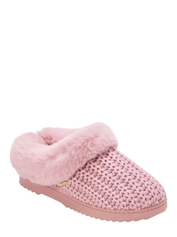 DEARFOAMS Hannah Festive Knit Clog Slipper - Pale Mauve