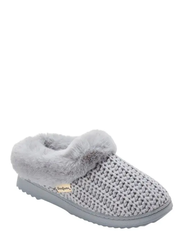 DEARFOAMS Hannah Festive Knit Clog Slipper - Sleet
