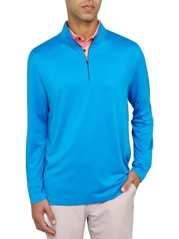 CON.STRUCT Regular Fit Melange Recycled Performance Quarter Zip - Lt Blue