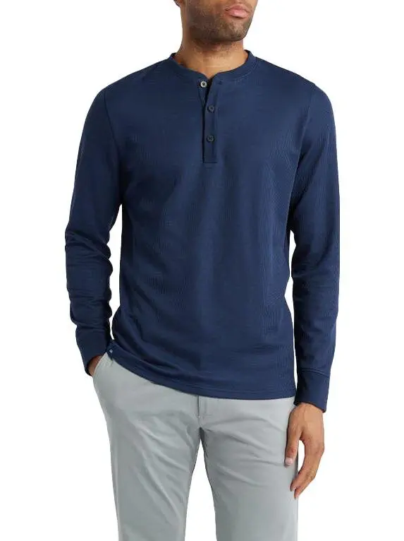 Mizzen+main Henderson Long Sleeve Henley - Navy Solid