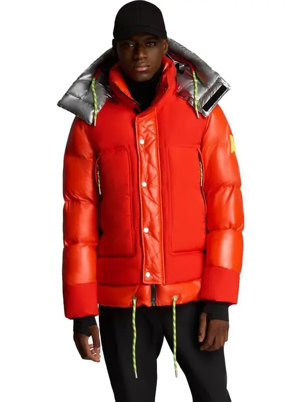ALPENHAUS Farlin Mixed Media Relaxed Fit Puffer - Safety Orange