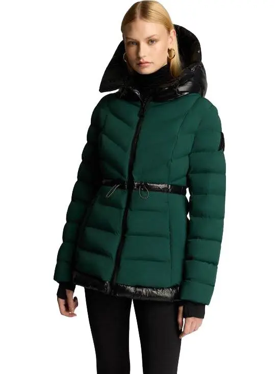 ALPENHAUS Everlong Lightweight Herringbone Quilted Puffer With Lustre Detailing - Forest Green