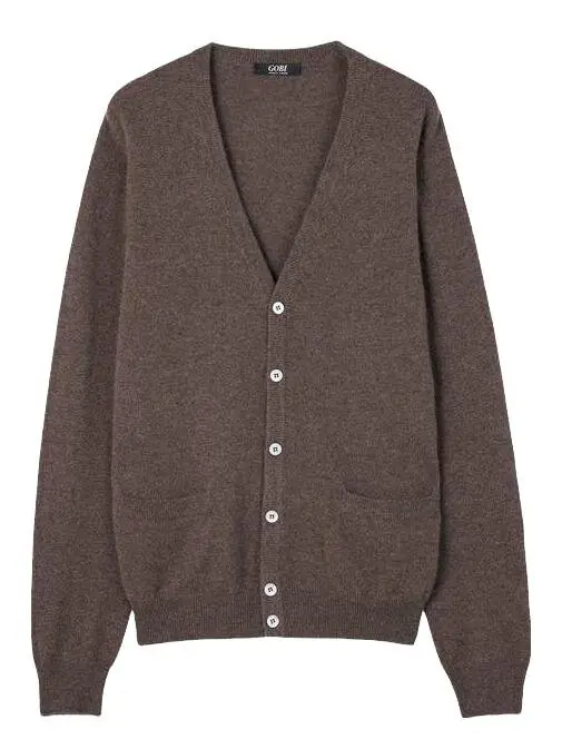 Gobi Cashmere Essential V-neck Cardigan - Cocoa