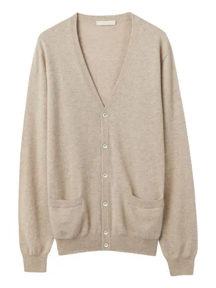 GOBI MONGOLIAN CASHMERE Essential Cashmere V-neck Cardigan - Warm Grey