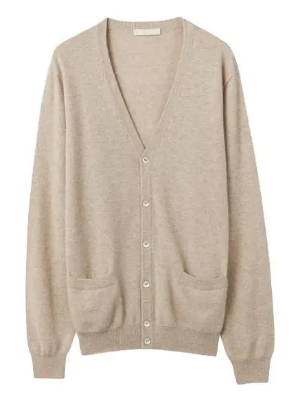 Gobi Cashmere Essential V-neck Cardigan - Warm Grey