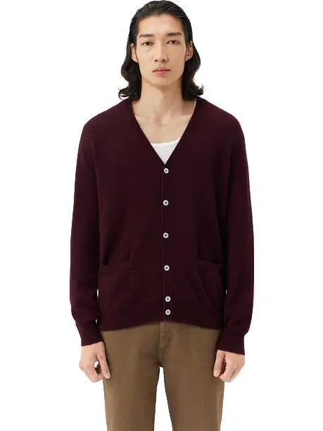 GOBI MONGOLIAN CASHMERE Essential Cashmere V-neck Cardigan - Zinfandel