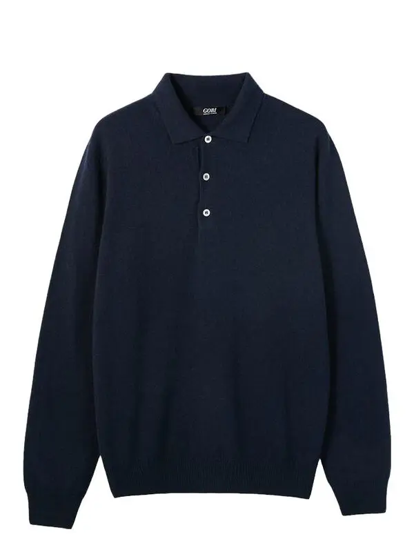 Gobi Cashmere Polo Neck Sweater - True Navy