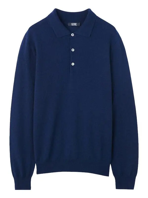 Gobi Cashmere Polo Neck Sweater - True Navy