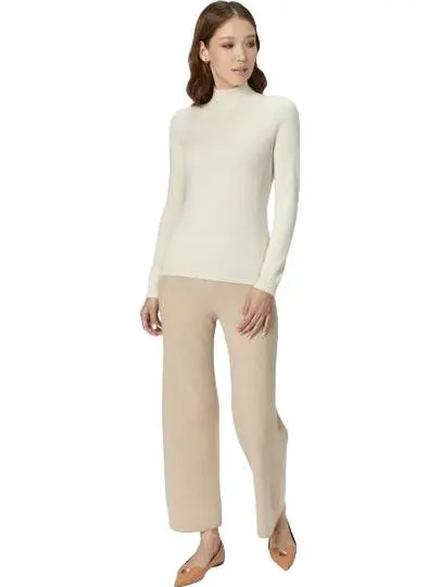 Gobi Cashmere Essential Mock Neck Sweater - Off White