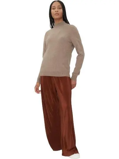 GOBI MONGOLIAN CASHMERE Cashmere Mock Neck Sweater - Taupe