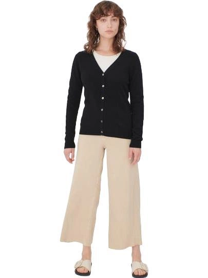 Gobi Cashmere Essential Cashmere V-neck Cardigan - Black