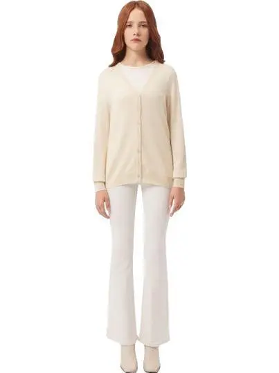 Gobi Cashmere Essential Cashmere V-neck Cardigan - Off White