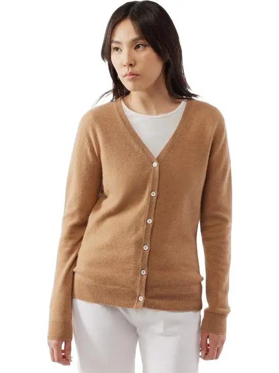 Gobi Cashmere Essential Cashmere V-neck Cardigan - Sheepskin