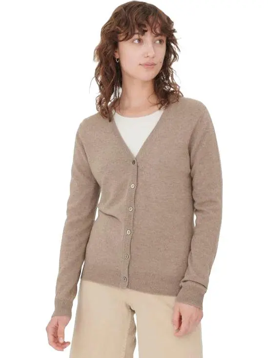 Gobi Cashmere Gobi Mongolian Cashmere V-neck Cardigan - Taupe
