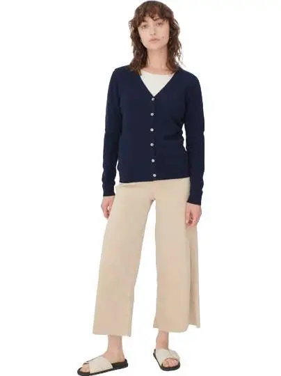 Gobi Cashmere Essential Cashmere V-neck Cardigan - True Navy