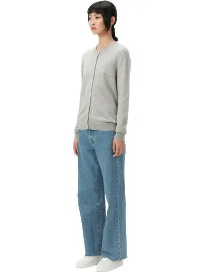 Gobi Cashmere Gobi Mongolian Cashmere Crew Neck Cardigan - Dawn Blue