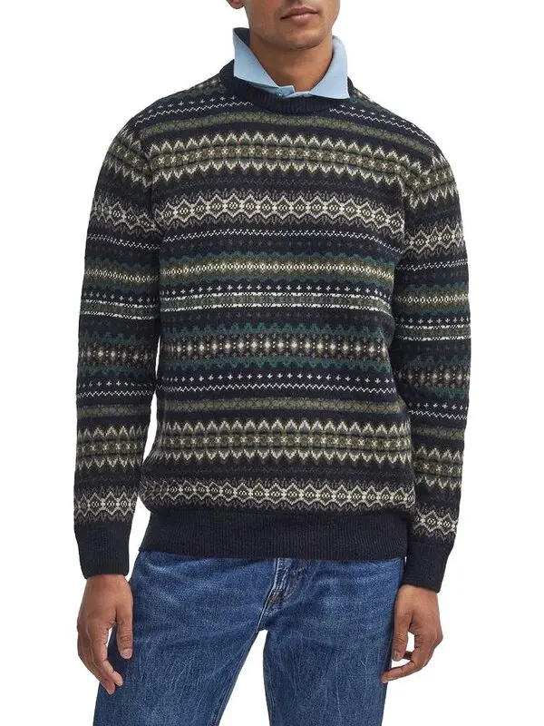 Barbour Case Fair Isle Wool Sweater - Black Marl