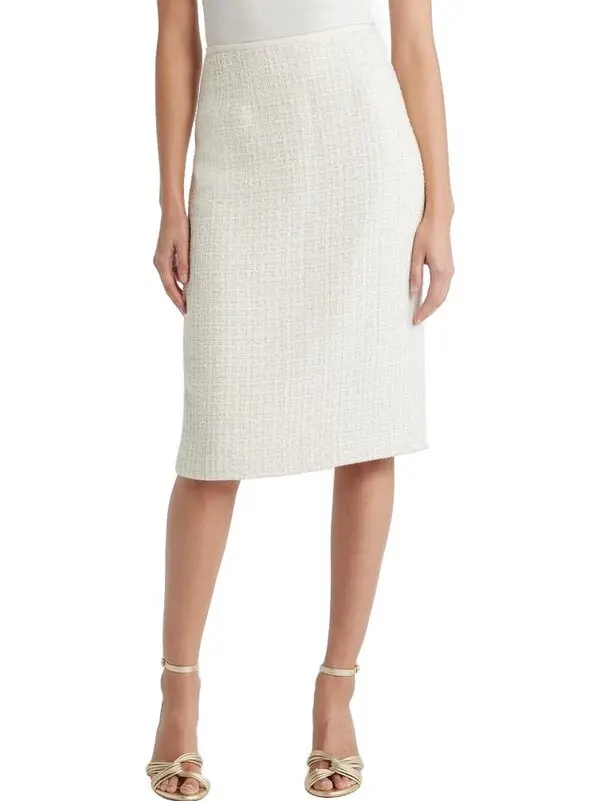 Anne Klein Tweed Pencil Skirt - Anne White Multi