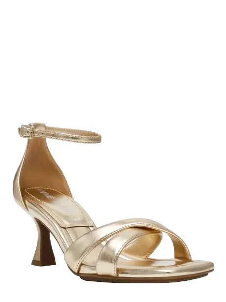 Anne Klein Joss Ankle Strap Kitten Heel Sandals - Light Gold