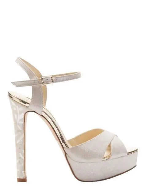 FREYA ROSE Ankle Strap Pearl Platform Heeled Sandal - Ivory