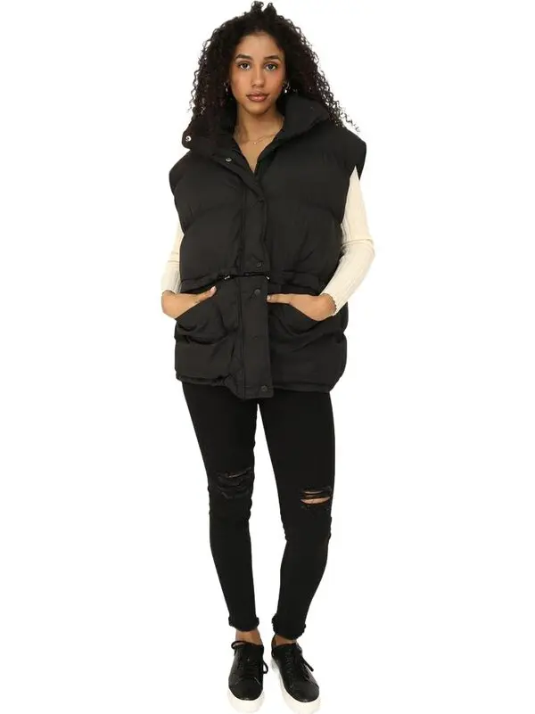 BELLE & BLOOM Landslide Zip Off Puffer Vest - Black