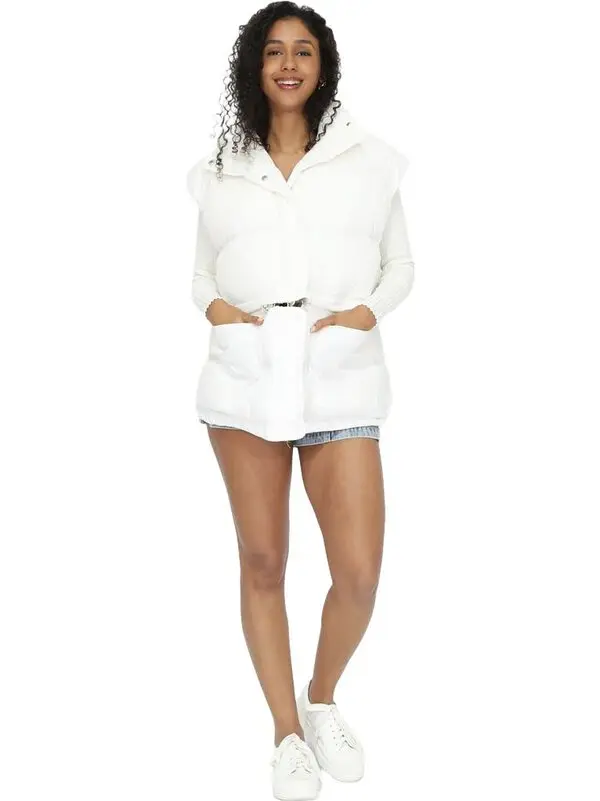 BELLE & BLOOM Landslide Zip Off Puffer Vest - Cream