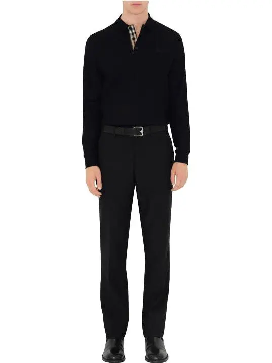 Burberry Long-sleeve Cotton Polo Shirt - Black