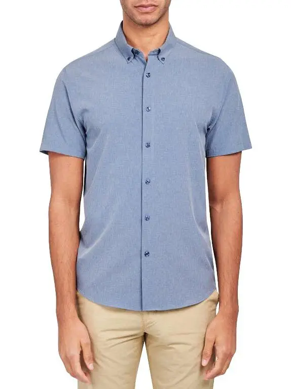 BROOKLYN BRIGADE Slim Fit 4-way Stretch Performance Shirt - Blue Heather