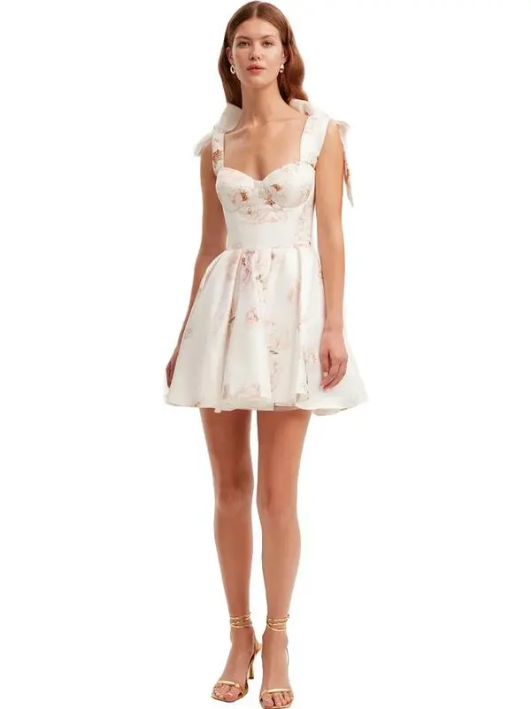 MILLA Fitted Bodice A-line Mini Dress - Peony