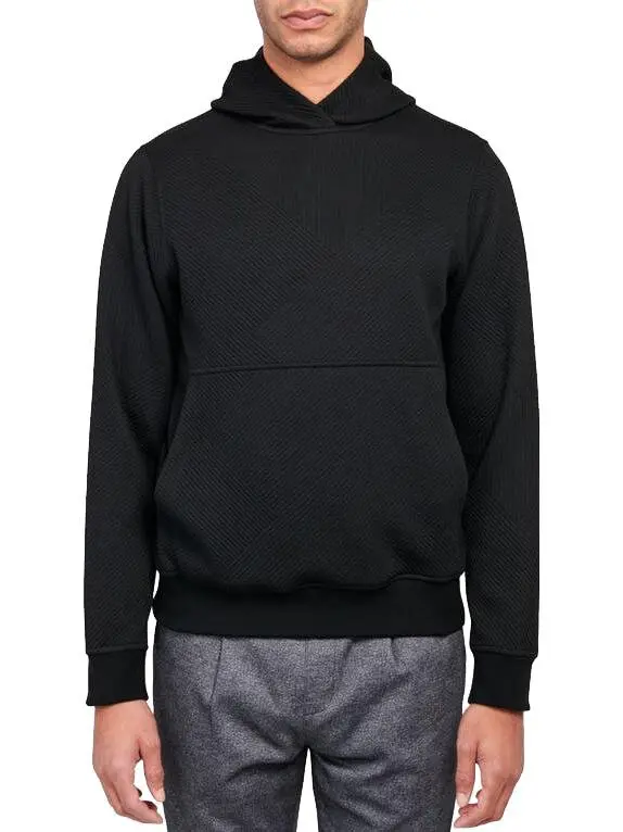 BROOKLYN BRIGADE Slim Fit Quilted Knit Hoodie - Black