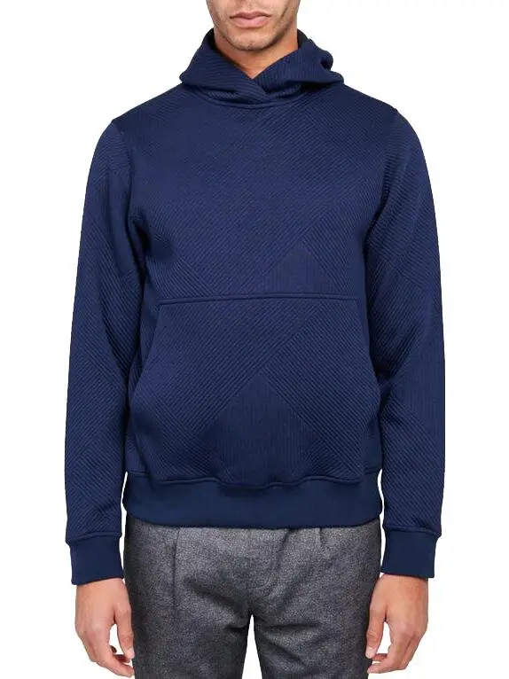 BROOKLYN BRIGADE Slim Fit Quilted Knit Hoodie - Navy