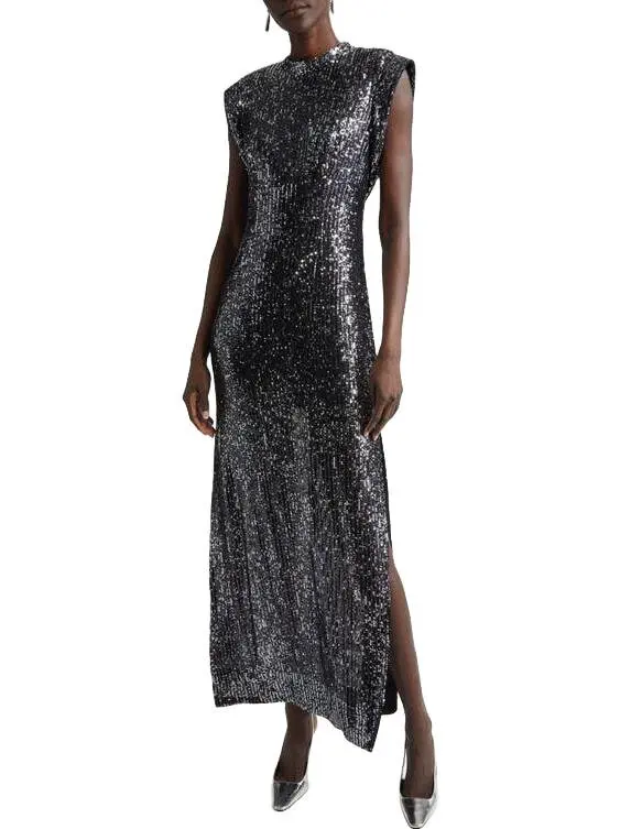St. John Sequin Embroidered Gown - Black