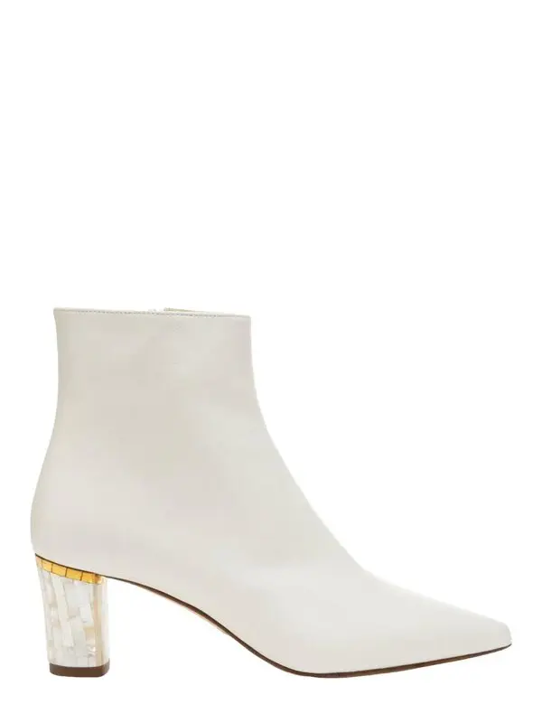 FREYA ROSE June Pearl Heel Ankle Boots - White