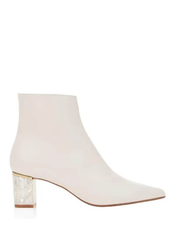 FREYA ROSE June Pearl Heel Ankle Boots - White