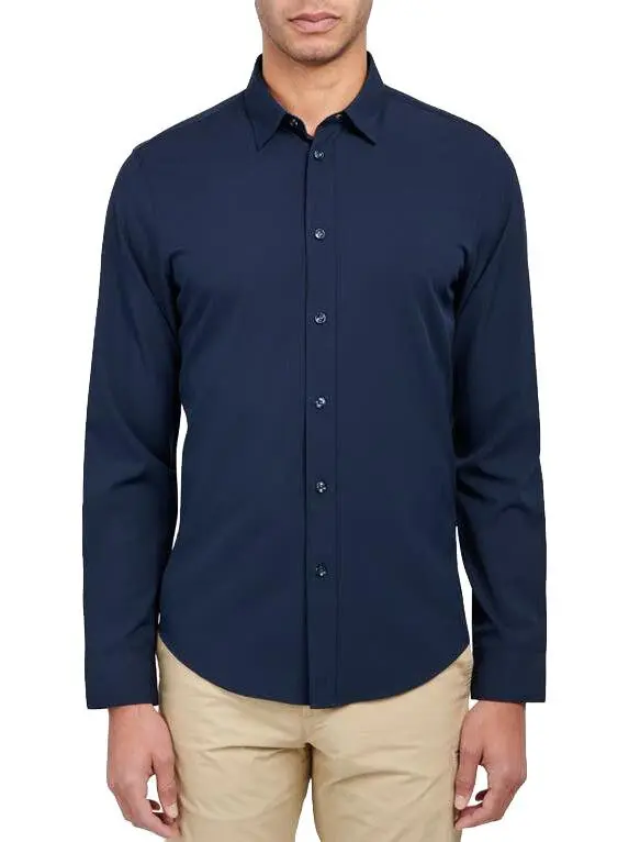 BROOKLYN BRIGADE Slim Fit Performance Long Sleeve Shirt - Navy