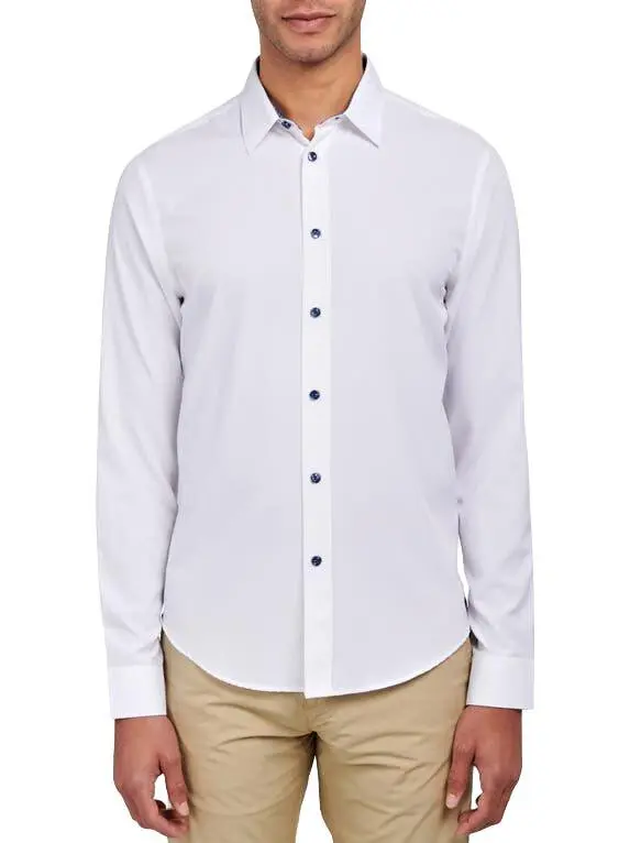 BROOKLYN BRIGADE Slim Fit Performance Long Sleeve Shirt - White