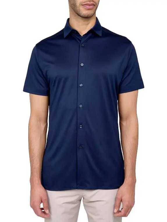 CON.STRUCT Regular Fit Solid Recycled Performance Golf Button-down Shirt - Navy